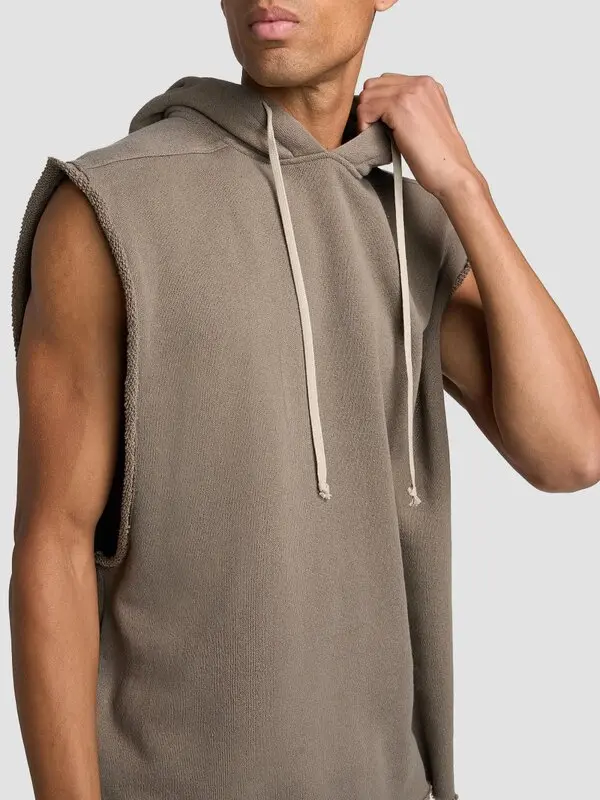 Rick Owens Drawstring Sleeveless Cotton Hoodie
