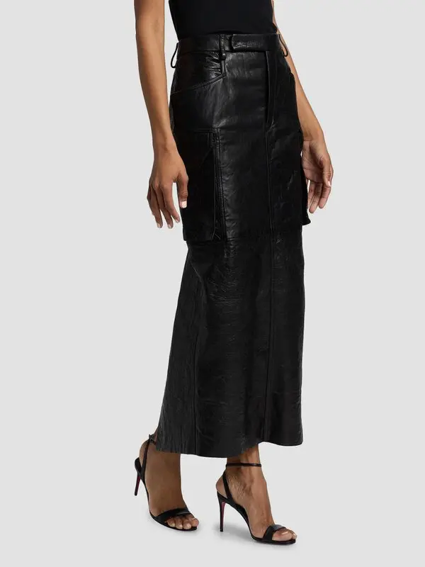 Rick Owens Firbanks Leather Midi-skirt