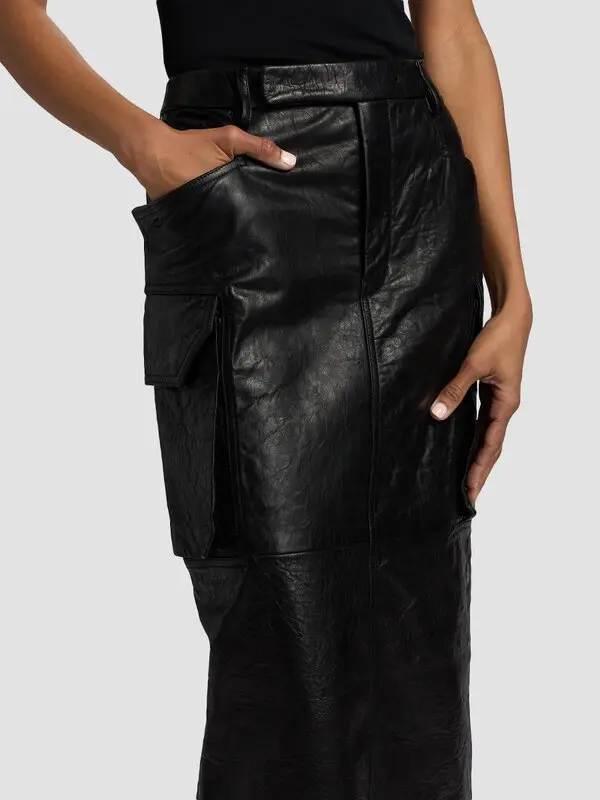 Rick Owens Firbanks Leather Midi-skirt