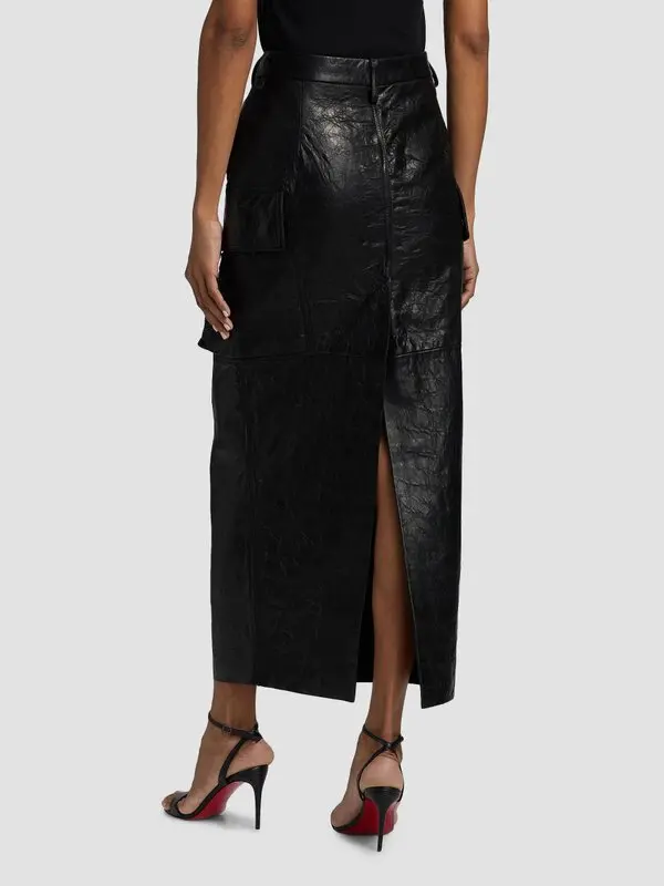 Rick Owens Firbanks Leather Midi-skirt