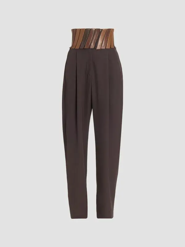 Alaïa Wool Pleated-front Belted Pants - Ebene