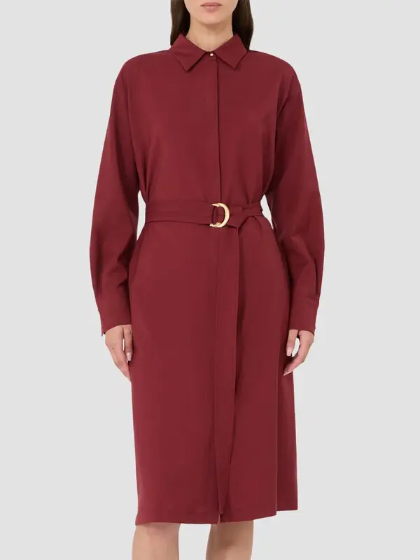 Max Mara Woollen Cloth Shirt Dress - Ruby