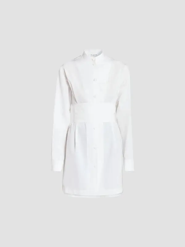 Alaïa Poplin Wrap Mini-shirtdress - Blanc
