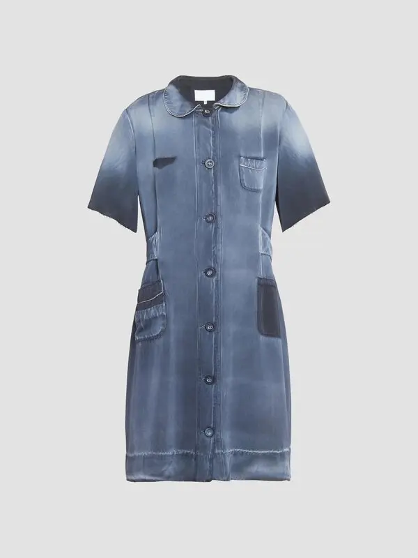 MAISON MARGIELA Industrial Satin Button-front Knee-length Dress - Corrosed Blue