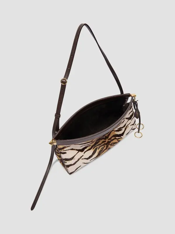Alaïa Le Clik East West Tiger Calf Hair Medium Shoulder Bag - Naturel