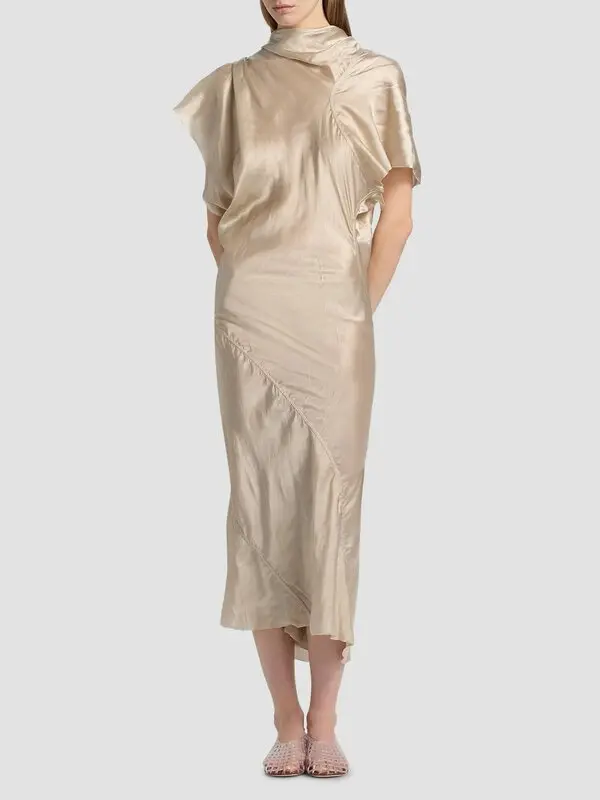 Rick Owens Temple Seb Satin Draped Cocktail Dress