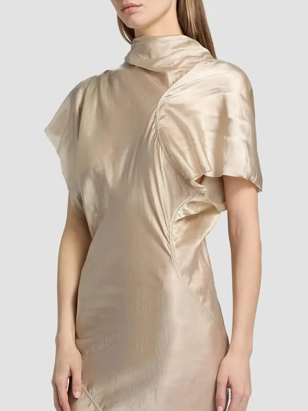 Rick Owens Temple Seb Satin Draped Cocktail Dress