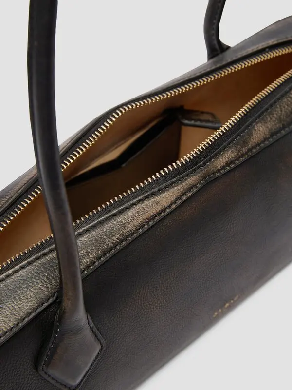 Alaïa Medium Le Teckel Distressed Leather Shoulder Bag - Ebene