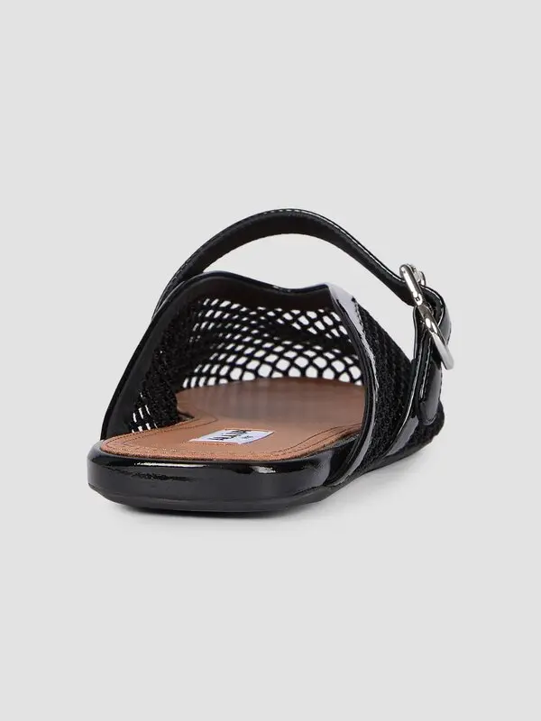 Alaïa Open-knit Fishnet Flat Mules - Noir