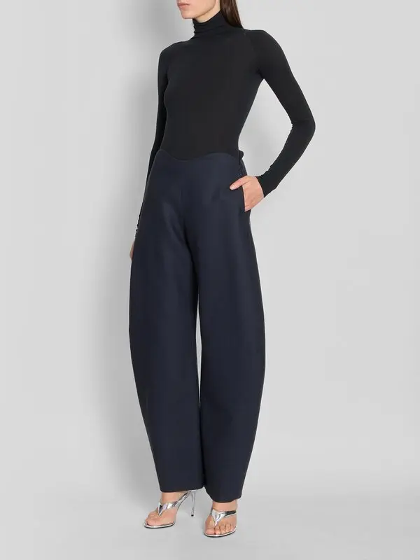 Alaïa Wool Crepe Rounded-leg Pants