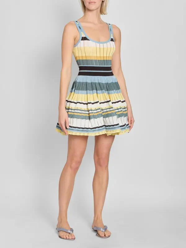 Alaïa Crinoline Stripe Rib-knit Mini Dress