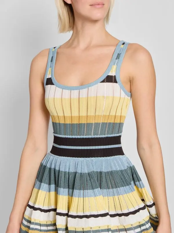 Alaïa Crinoline Stripe Rib-knit Mini Dress