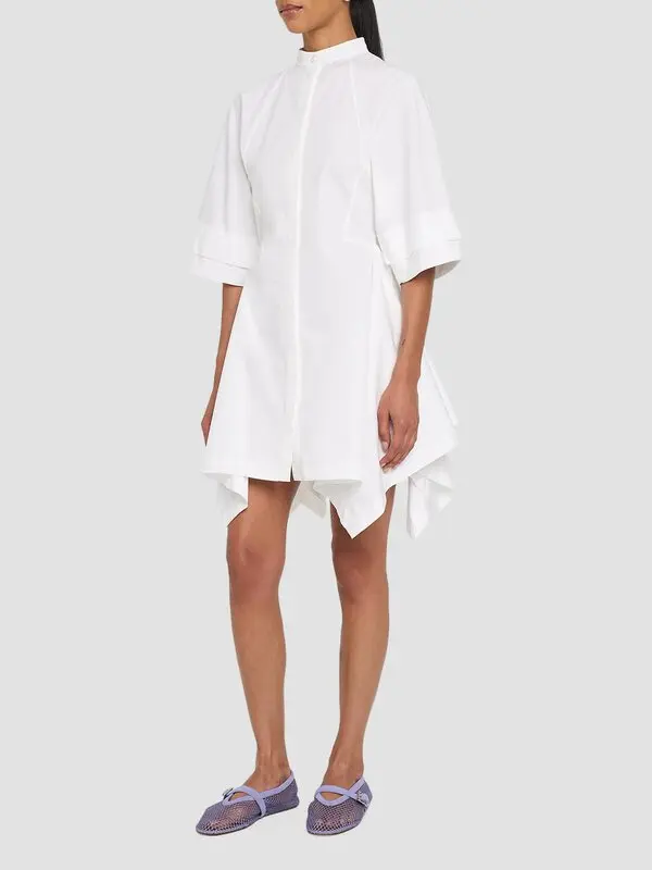 Alaïa Paneled Handkerchief-hem Mini Shirtdress