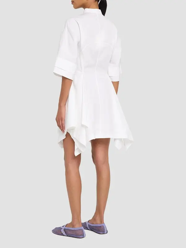 Alaïa Paneled Handkerchief-hem Mini Shirtdress