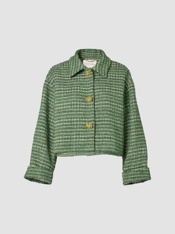 Carolina Herrera Boxy Cotton-blend Crop Jacket
