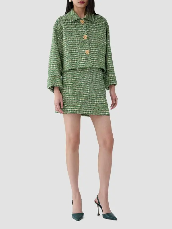 Carolina Herrera Boxy Cotton-blend Crop Jacket