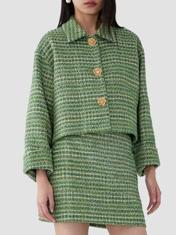 Carolina Herrera Boxy Cotton-blend Crop Jacket