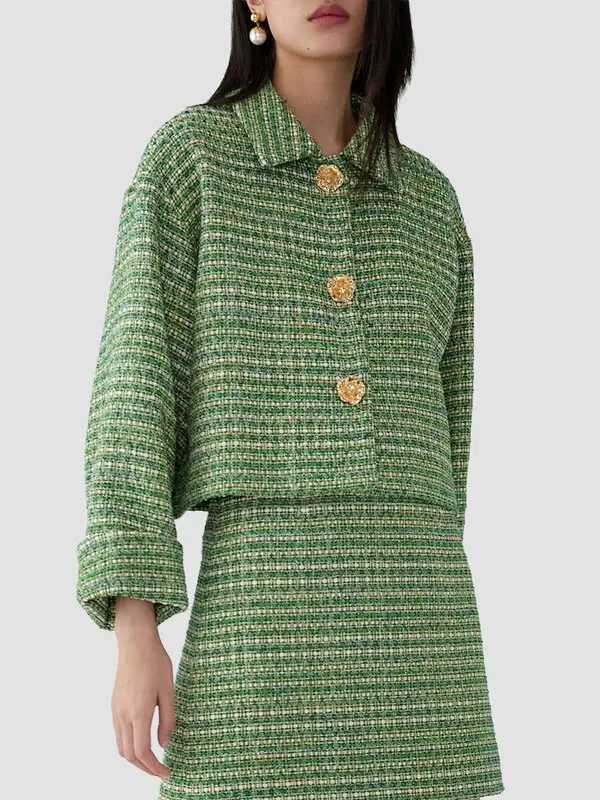 Carolina Herrera Boxy Cotton-blend Crop Jacket