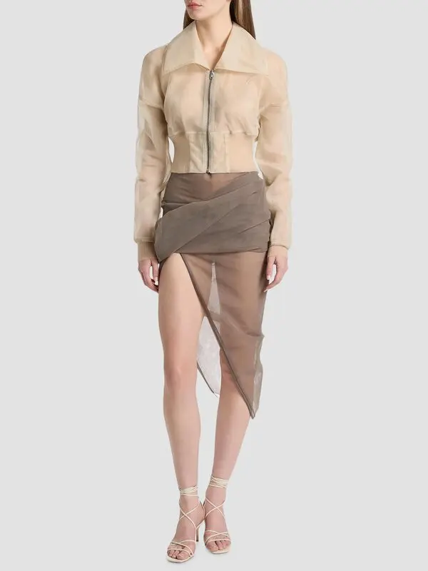 Rick Owens Dracucollar Mesh Crop Bomber Jacket