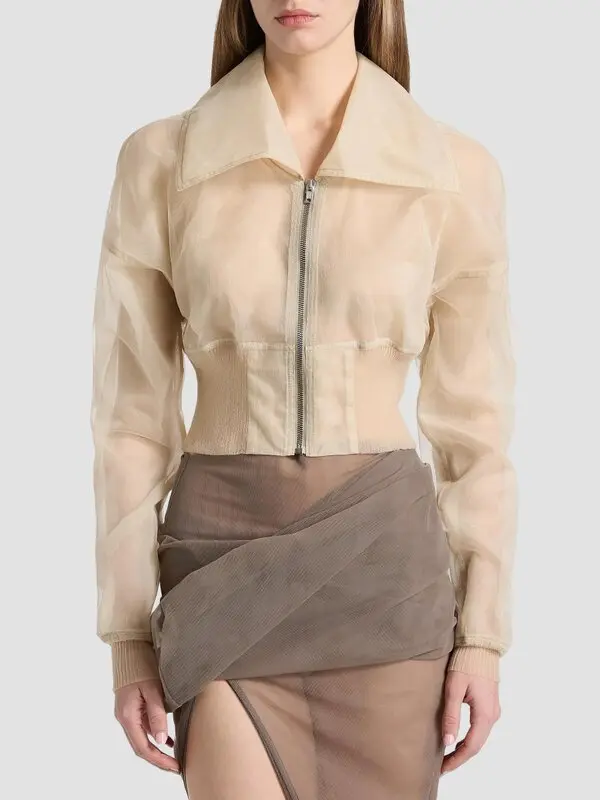 Rick Owens Dracucollar Mesh Crop Bomber Jacket