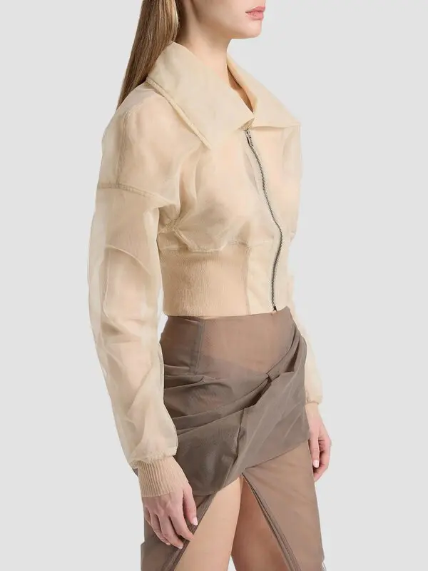 Rick Owens Dracucollar Mesh Crop Bomber Jacket