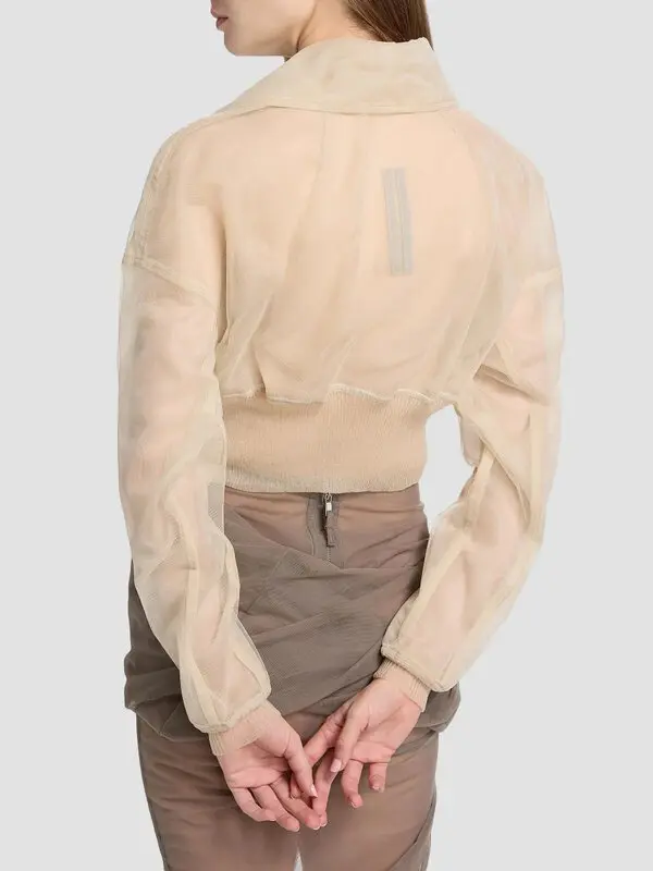 Rick Owens Dracucollar Mesh Crop Bomber Jacket - Sand