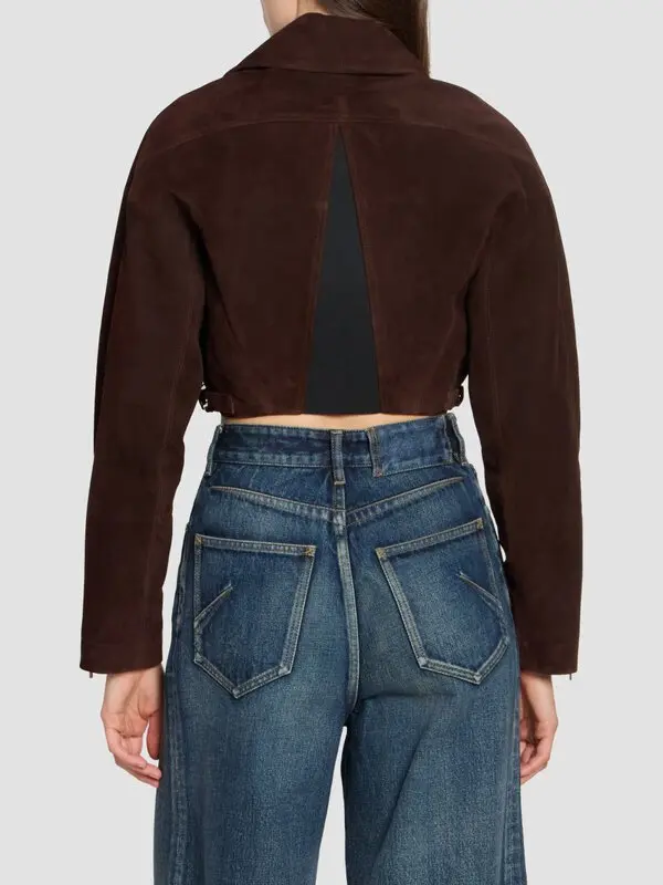 Alaïa Suede Crop Biker Jacket