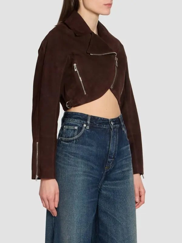 Alaïa Suede Crop Biker Jacket