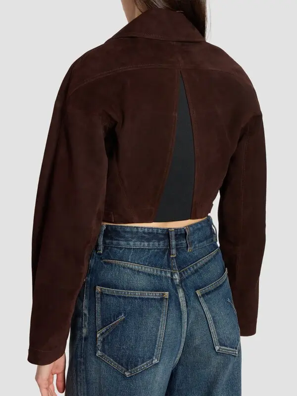 Alaïa Suede Crop Biker Jacket
