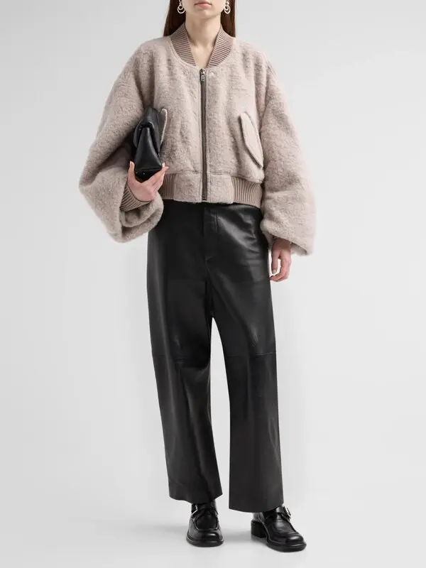 Rick Owens Secchia Cropped Flight Bomber Jacket - Rose