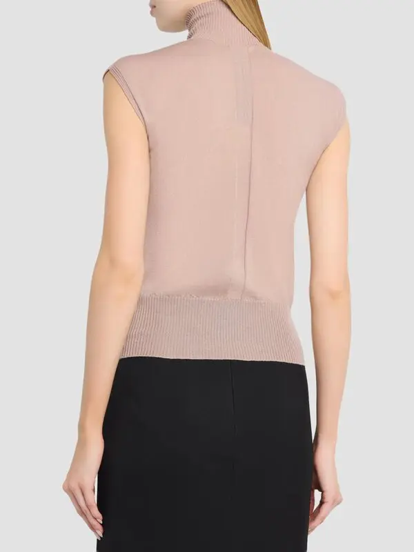 Rick Owens Wool Sleeveless Turtleneck - Rose