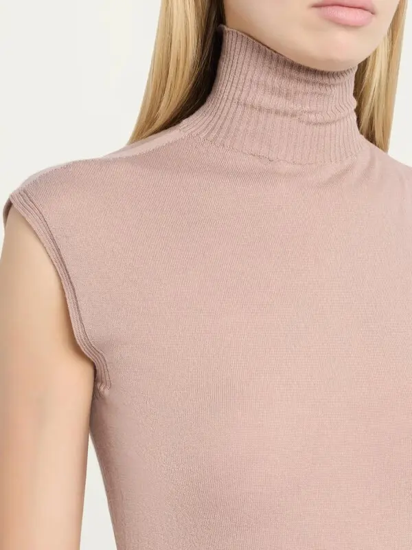 Rick Owens Wool Sleeveless Turtleneck - Rose