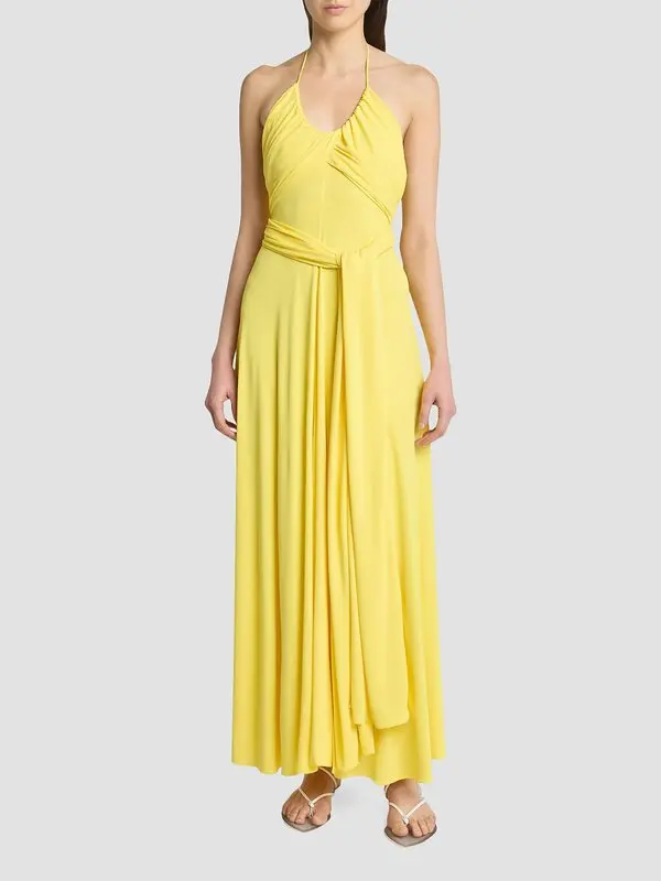Alaïa Cross Fluid Jersey Maxi Dress
