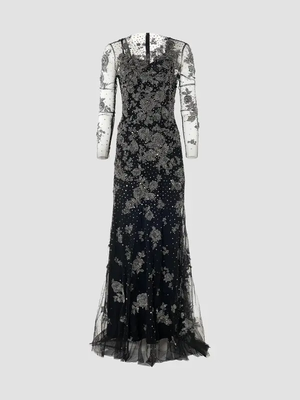 Carolina Herrera Embellished Illusion Trumpet Gown