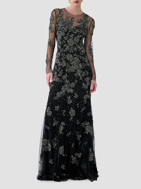 Carolina Herrera Embellished Illusion Trumpet Gown