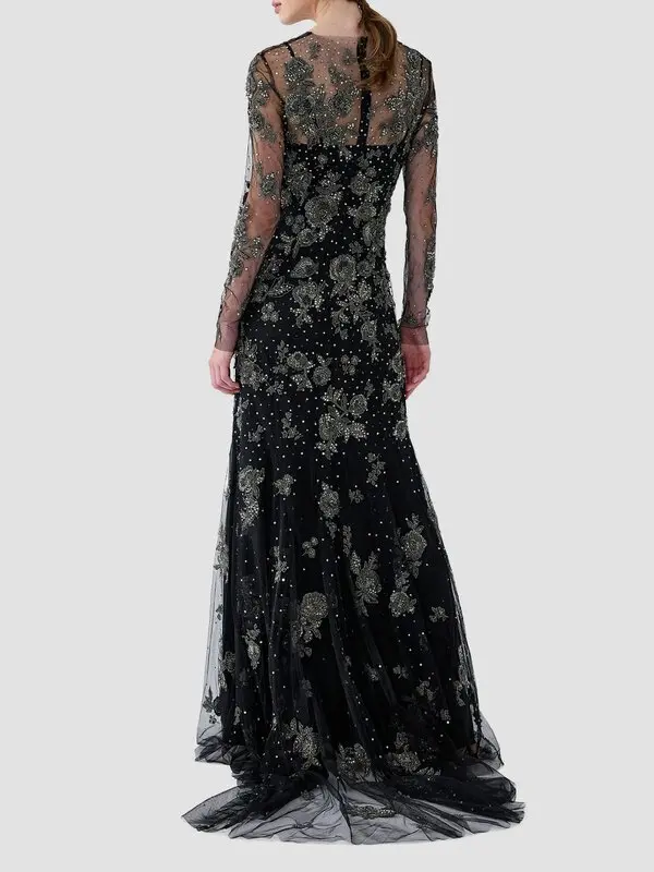 Carolina Herrera Embellished Illusion Trumpet Gown