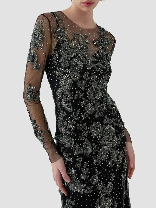 Carolina Herrera Embellished Illusion Trumpet Gown