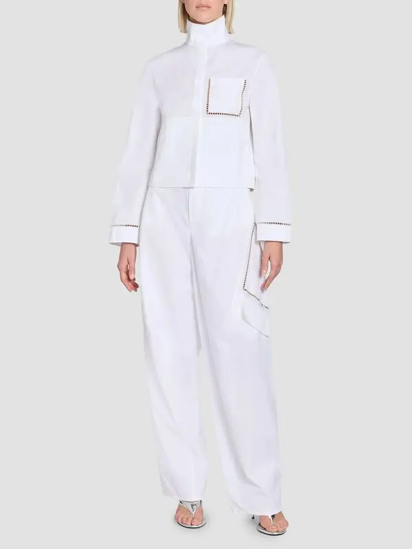 Alaïa Ladder Stitch Poplin Cotton Shirt - Blanc