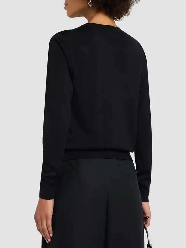 Carolina Herrera Embellished Silk-cotton Crewneck Sweater
