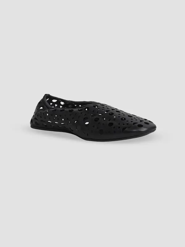 Alaïa Neo Vienne Lacer-cut Leather Flats - Noir