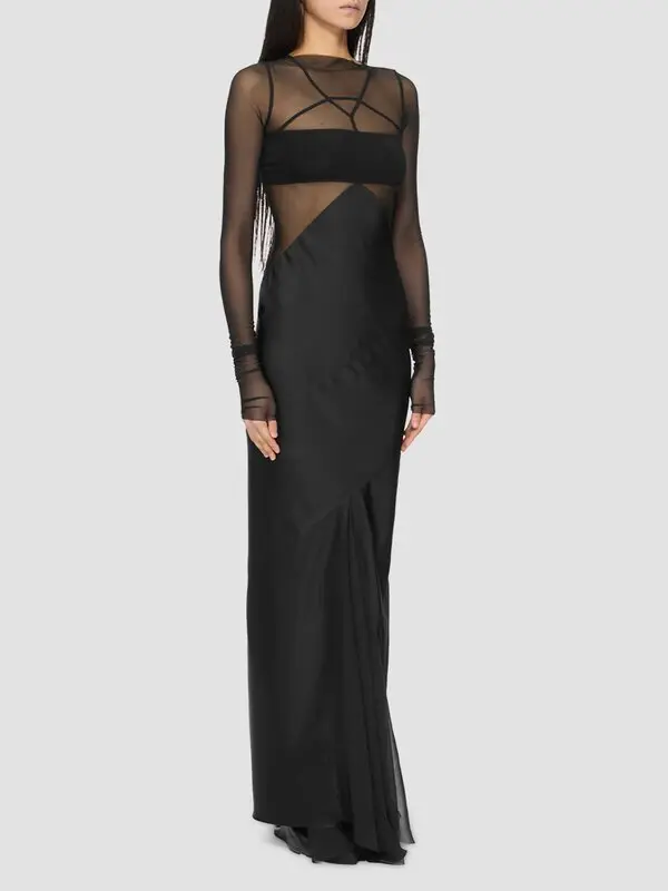 Rick Owens Semi-sheer Seamed Combo Gown