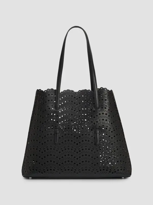 Alaïa Mina Large Eyelet Leather Tote Bag - Black