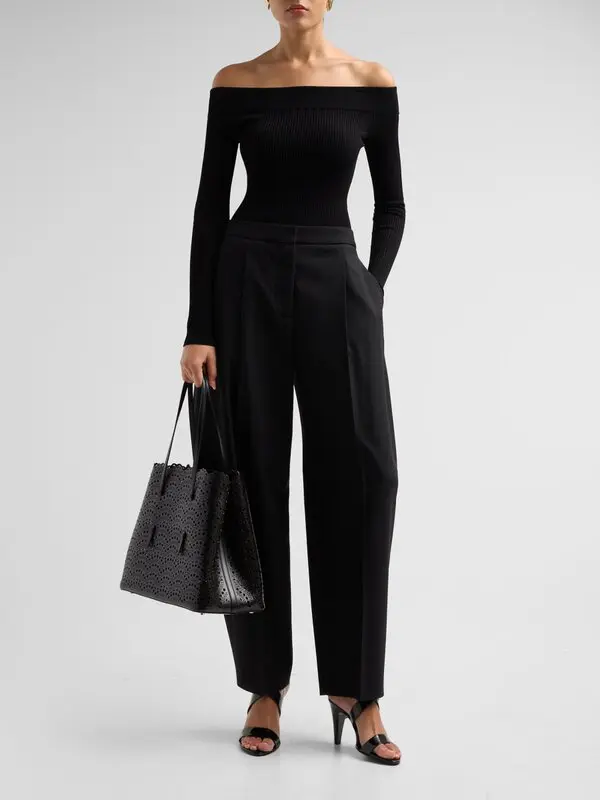 Alaïa Mina Large Eyelet Leather Tote Bag