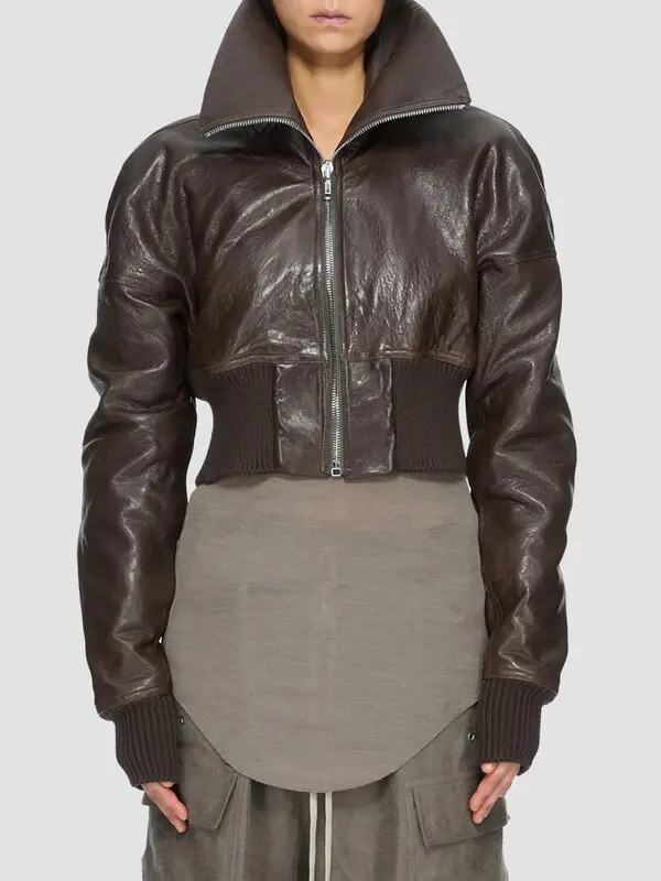Rick Owens Dracuflight Leather Zip-up Bomber Jacket