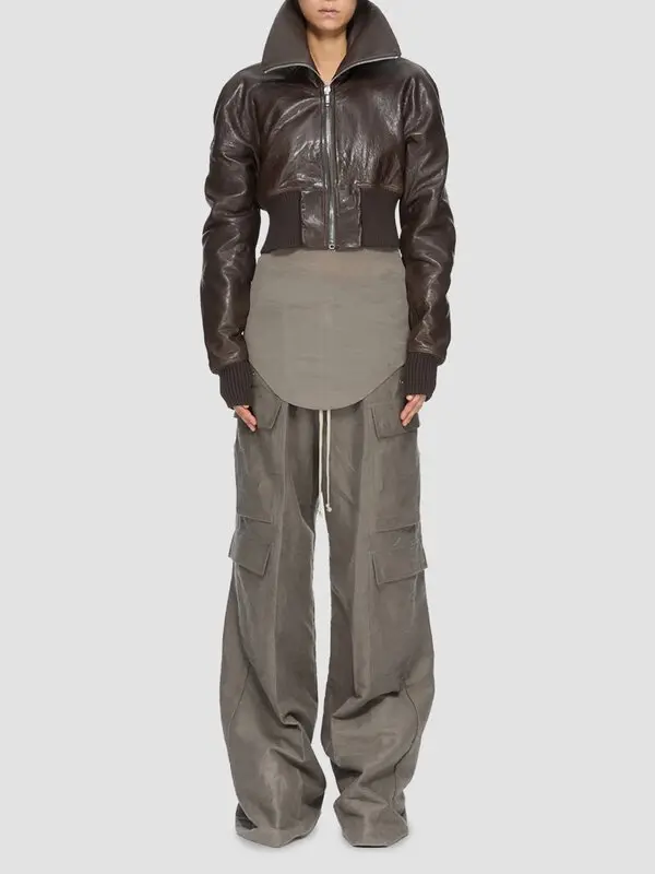 Rick Owens Dracuflight Leather Zip-up Bomber Jacket