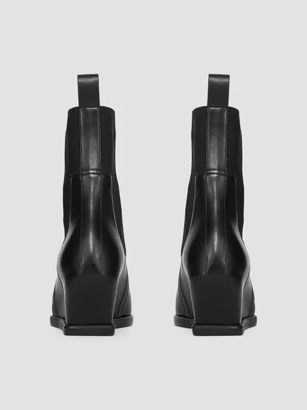Rick Owens Point Toe Leather Wedge-heel Ankle Boots