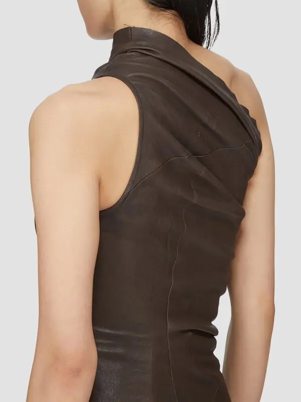 Rick Owens Athena Leather-blend One-shoulder Tank