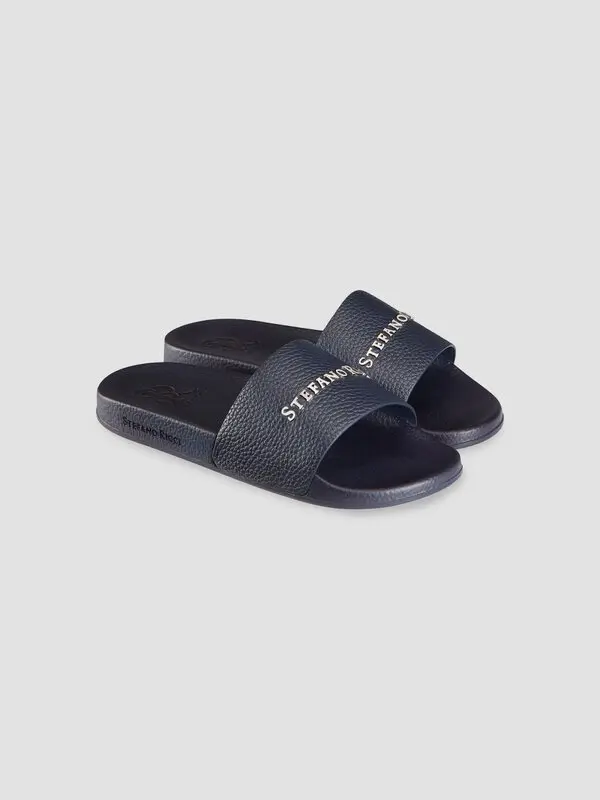 Stefano Ricci Calfskin Leather Slides - Blue