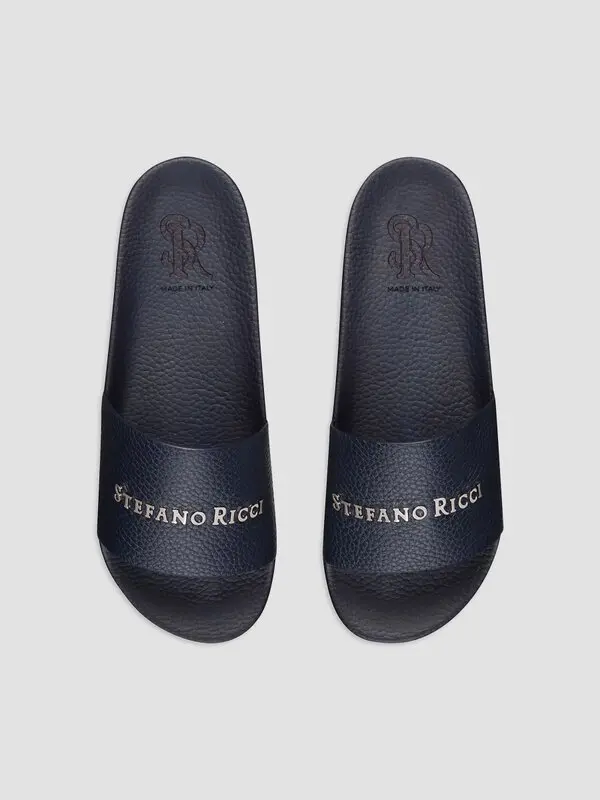 Stefano Ricci Calfskin Leather Slides - Blue