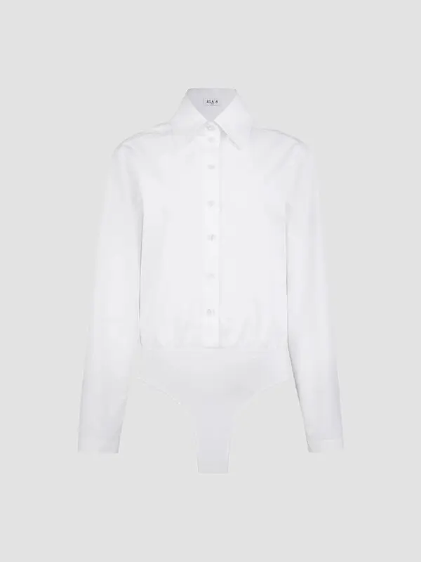 Alaïa Basque Poplin Cotton Bodysuit
